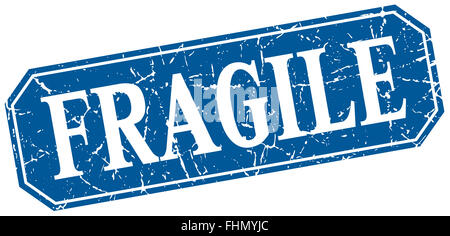 fragile square blue grunge vintage isolated label Stock Photo - Alamy