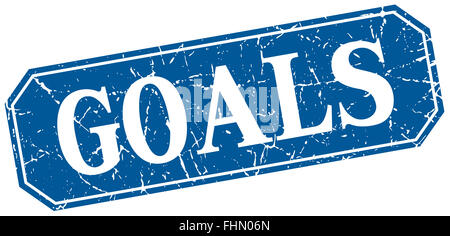 goals square blue grunge vintage isolated label Stock Photo - Alamy