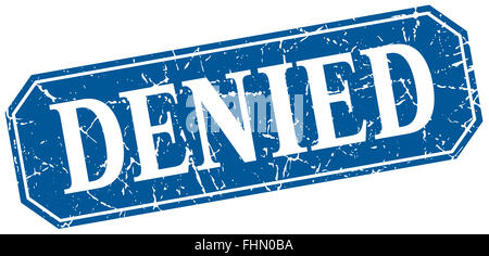 denied square blue grunge vintage isolated label Stock Photo - Alamy
