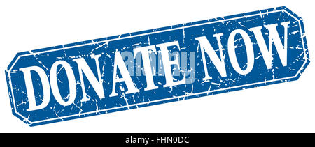 donate blue square vintage grunge isolated sign Stock Photo - Alamy