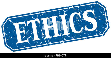 ethics square blue grunge vintage isolated label Stock Photo - Alamy