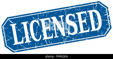 licensed square blue grunge vintage isolated label Stock Photo - Alamy