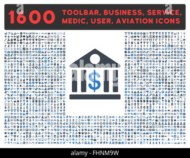 Bank Icon with Large Pictogram Collection Stock Photo - Alamy