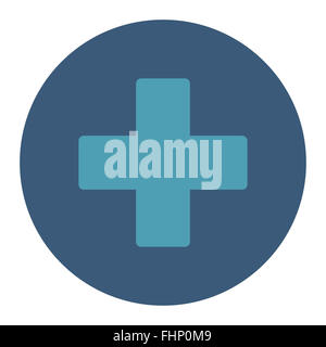 Plus flat blue and white colors round stamp icon Stock Photo - Alamy