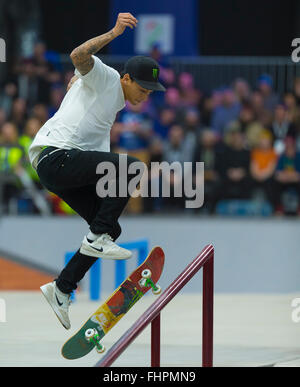 Nyjah Huston of the United States competes in the men's street ...
