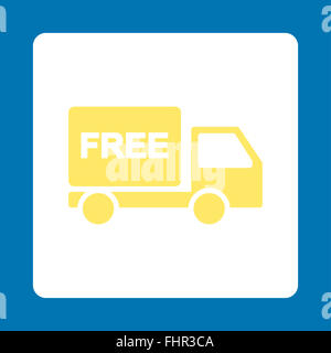 free delivery blue square sticker isolated on white Stock Photo - Alamy