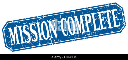 mission accomplished blue square vintage grunge isolated sign Stock Photo - Alamy