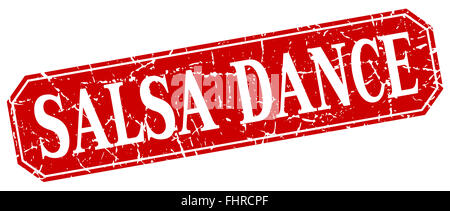 salsa dance square red grunge vintage isolated label Stock Photo - Alamy
