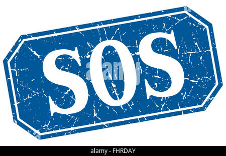 emergency square blue grunge vintage isolated label Stock Photo - Alamy