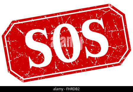 sos square red grunge vintage isolated label Stock Photo - Alamy