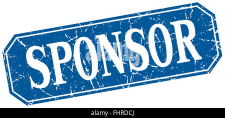 sponsor blue square grungy vintage isolated stamp Stock Photo - Alamy