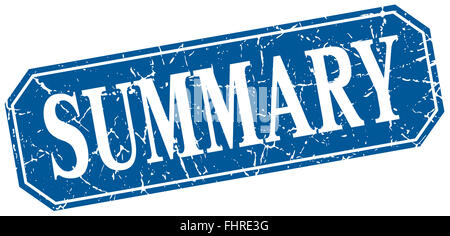summary square blue grunge vintage isolated label Stock Photo - Alamy