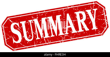 summary square red grunge vintage isolated label Stock Photo - Alamy