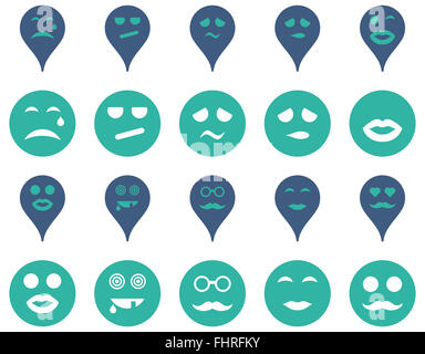 Smiles, map markers icons Stock Photo - Alamy