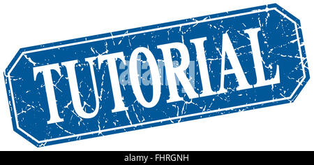tutorial square blue grunge vintage isolated label Stock Photo - Alamy