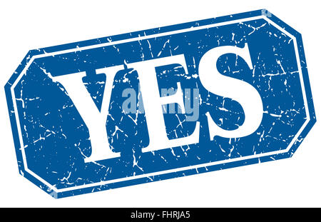 yes square blue grunge vintage isolated label Stock Photo - Alamy
