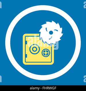 Hacking theft flat yellow and white colors rounded glyph icon Stock ...