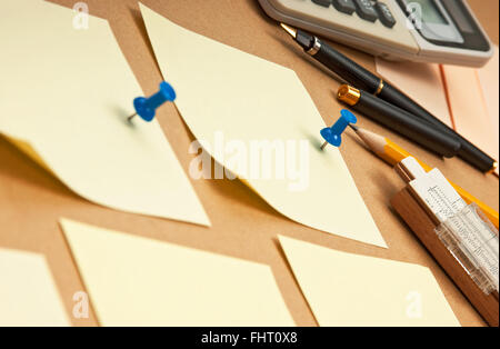 notes on the pasteboard background Stock Photo - Alamy