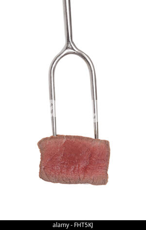 Steak and barbeque fork isolated on white background. Steak and ...
