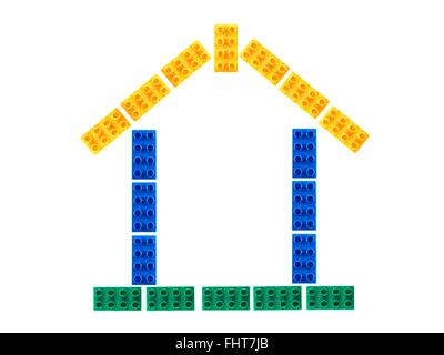 A house assembled from toy building blocks Stock Photo - Alamy