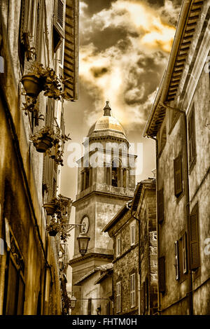 Road with a view of Montefiascone Cathedral or the Basilica of Santa ...