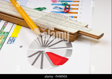 slide rule and diagram Stock Photo - Alamy