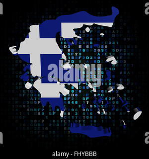 Greece map flag on hex code illustration Stock Photo - Alamy