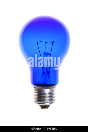 Blue Light bulb isolated on white background Stock Photo - Alamy