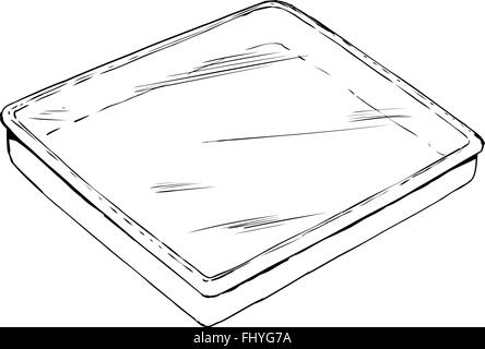 Empty tray illustration outline Stock Photo - Alamy