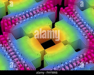 Quantum computer. Conceptual computer artwork of electronic circuitry ...