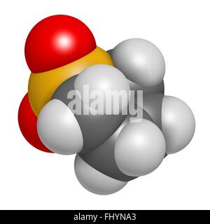 Sulfolane industrial solvent molecule Atoms are represented as spheres ...