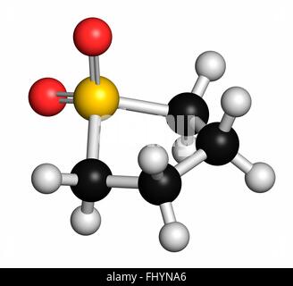 Sulfolane industrial solvent molecule Atoms are represented as spheres ...