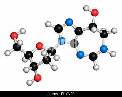 Pentostatin cancer drug molecule Atoms are represented as spheres and ...