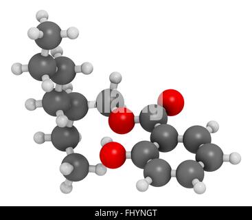 Octyl salicylate (octisalate) sunscreen molecule (UV filter). Stylized ...
