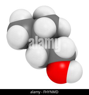 Isoamyl alcohol molecule Atoms are represented as spheres and are ...