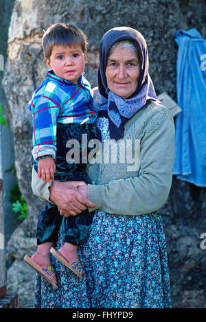 Turkish village family with mother in traditional clothes husband in ...