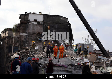 Pingxiang, China's Jiangxi Province. 27th Feb, 2016. Rescuers work at ...