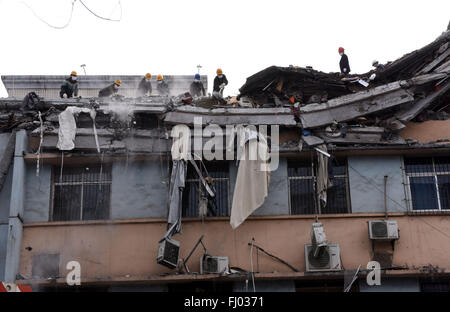 Pingxiang, China's Jiangxi Province. 27th Feb, 2016. Rescuers work at ...