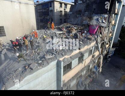 Pingxiang, China's Jiangxi Province. 27th Feb, 2016. Rescuers work at ...