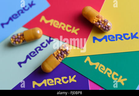 ILLUSTRATION - Merck logos featuring its new corporate design in ...