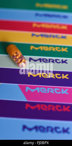 ILLUSTRATION - Merck logos featuring its new corporate design in ...