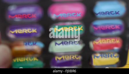 ILLUSTRATION - Merck logos featuring its new corporate design in ...