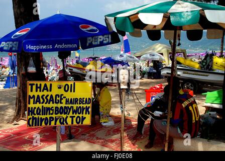 Thai beach massage, Patong Beach, Phuket, Thailand Stock Photo - Alamy