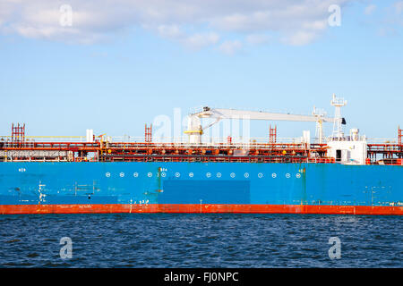 Description manifold on the deck of chemical tanker ship Stock Photo ...