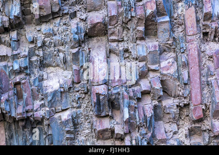 Close formation of a cracked layers of rocks with small details Stock ...