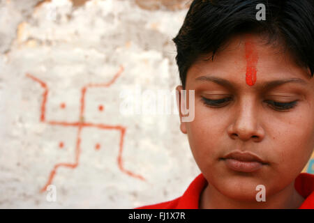 Hindu man with Tilak on his forehead , India Stock Photo - Alamy