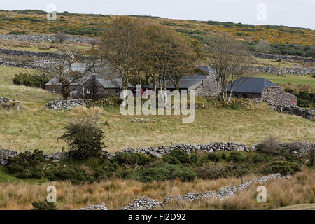 Farmer cottage in a landscape at the Dartmoor National Park, Devon ...