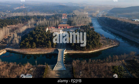 Yixian. 28th Feb, 2016. An aerial photo taken on Feb. 28, 2016 shows ...