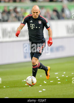 Wolfsburg, Germany. 27th Feb, 2016. Munich's Arjen Robben pictured in ...