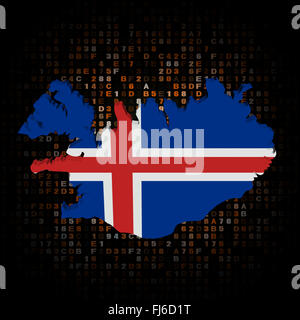 Iceland map flag on hex code illustration Stock Photo - Alamy